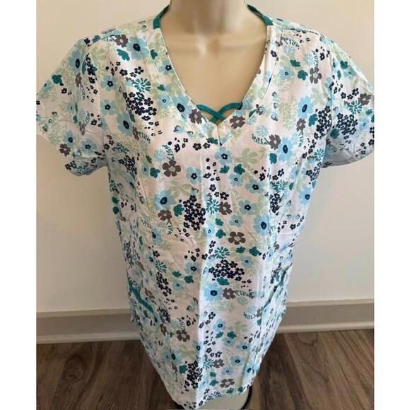 UA Scrubs | Tops | Ua Scrubs Womens Scrub Top Medium Mixed Flowers ...